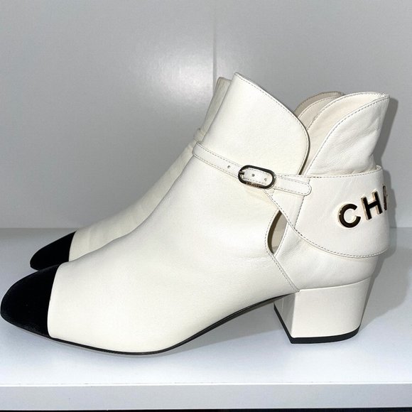 CHANEL | Shoes | Chanel Crowns Short Buckle Logo Boot 45mm | Poshmark